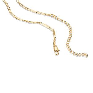 PAVOI 14K Gold Plated Curb Paperclip Box Sphere Bead Snake and Figaro Chain Adjustable Necklace (Figaro-M, Yellow Gold Plated)