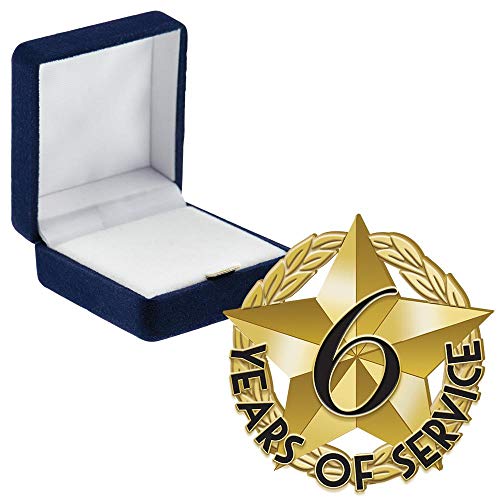 Crown Awards 6 Years of Service Pins, 6 Years of Service Pin with Blue Velvet Presentation Case, 30 Pack, Prime