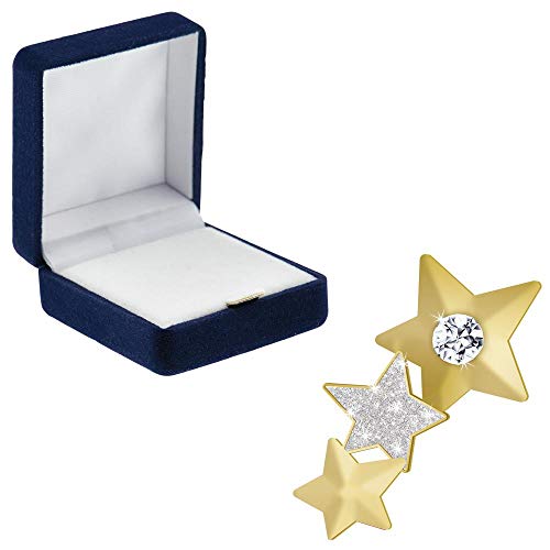 Crown Awards Shooting Tri Star Pins, Shooting Tri Star Pin with Blue Velvet Presentation Case, 30 Pack, Prime