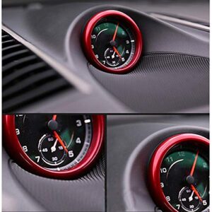 Ramecar Dashboard Center Clock Surrounding Compass Cover Aluminum Ring Emblem Sticker for Porsche 911 718 Cayenne Macan Panamera, etc.(Red)