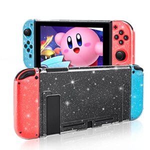 dlseego dockable crystal case for nintendo switch, glitter bling cover with shock-absorption and anti-scratch design protective case - crystal glitter