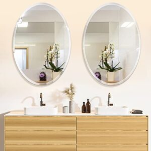 Villacola Oval Bathroom Mirror for Wall 24x36 Inch Beveled Edge Frameless Mirror in Entryway Washroom Living Room