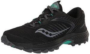 saucony women's excursion tr15 trail running shoe, black/jade, 8.5 wide