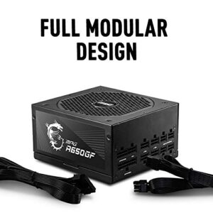 MSI MPG A650GF Gaming Power Supply - Full Modular - 80 PLUS Gold Certified 650W - 100% Japanese 105°C Capacitors - Compact Size - ATX PSU