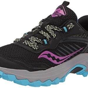 Saucony Women's Excursion TR15 Trail Running Shoe, Black/raz/Lime, 10