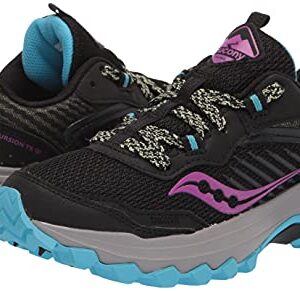 Saucony Women's Excursion TR15 Trail Running Shoe, Black/raz/Lime, 10