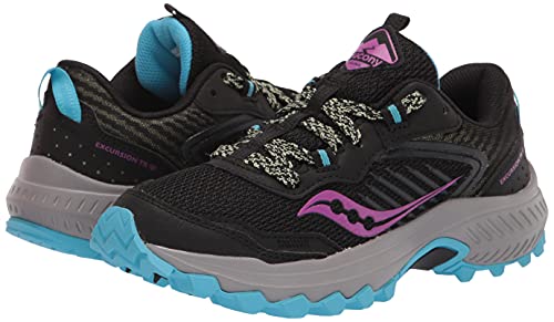 Saucony Women's Excursion TR15 Trail Running Shoe, Black/raz/Lime, 10