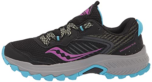 Saucony Women's Excursion TR15 Trail Running Shoe, Black/raz/Lime, 10