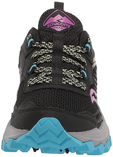 Saucony Women's Excursion TR15 Trail Running Shoe, Black/raz/Lime, 10