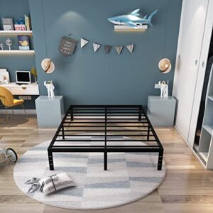 OmiNight California King Bed Frame 14 Inch High 3500lbs Heavy Duty Sturdy Steel Slat Support Metal Platform No Box Spring NeededNoise Free-Black