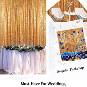 Sequin Backdrop 8x8ft Sequin Curtain Backdrop Gold Sequin Curtains Panel Wedding Backdrop Curtains Glitter Backdrops for Photography (8FTx8FT, Gold)