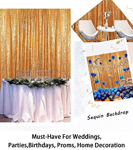 Sequin Backdrop 8x8ft Sequin Curtain Backdrop Gold Sequin Curtains Panel Wedding Backdrop Curtains Glitter Backdrops for Photography (8FTx8FT, Gold)