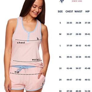 U.S. Polo Assn. Womens Racerback Tank Top and Pajama Shorts with Pockets Lounge Sleep Set Pink Large