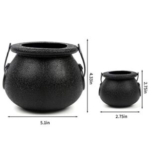 CCINEE Black Cauldron with Handle,Plastic Candy Kettle Bucket for St.Patrick's Day,Halloween Party Favor Decor,Pack of 9