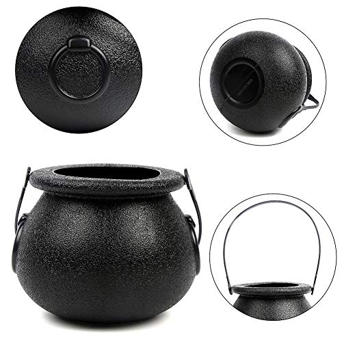 CCINEE Black Cauldron with Handle,Plastic Candy Kettle Bucket for St.Patrick's Day,Halloween Party Favor Decor,Pack of 9