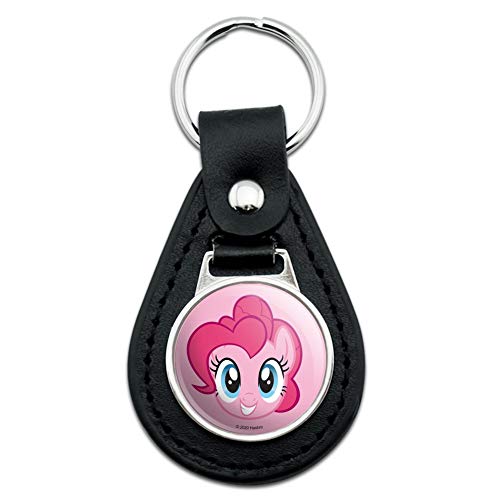 GRAPHICS & MORE Black Leather My Little Pony Pinkie Pie Face Keychain