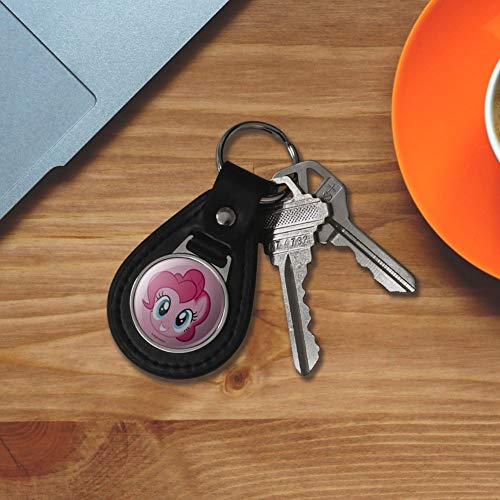 GRAPHICS & MORE Black Leather My Little Pony Pinkie Pie Face Keychain