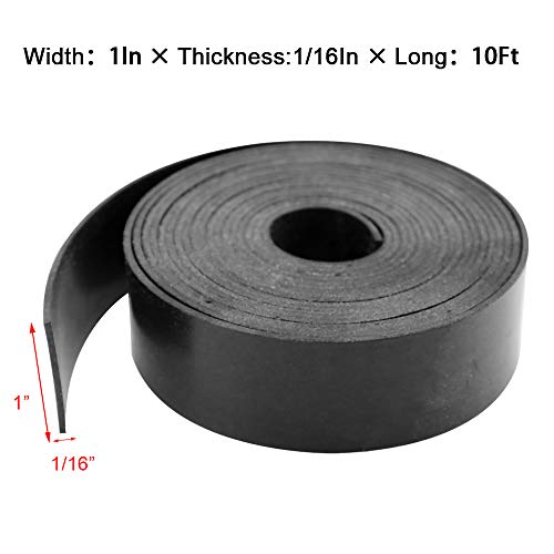 Neoprene Rubber Strips Solid Rubber Rolls Neoprene Solid Rubber Sheet for DIY Gasket, Warehouse, Pads, Seals, Weather Stripping, Crafts, Flooring, Supports (1In x 1/16In x 10Ft)