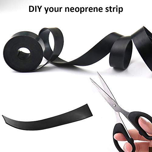 Neoprene Rubber Strips Solid Rubber Rolls Neoprene Solid Rubber Sheet for DIY Gasket, Warehouse, Pads, Seals, Weather Stripping, Crafts, Flooring, Supports (1In x 1/16In x 10Ft)