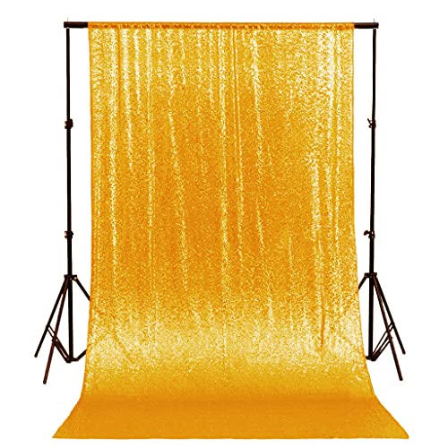 AMZLOKAE Sequin Backdrop Curtain Gold 4FTx7FT Shimmer Curtain Panels Photography Backdrop Sequin Fabric Backdrop Baby Shower Curtains Glitter Backdrop for Wedding/Party