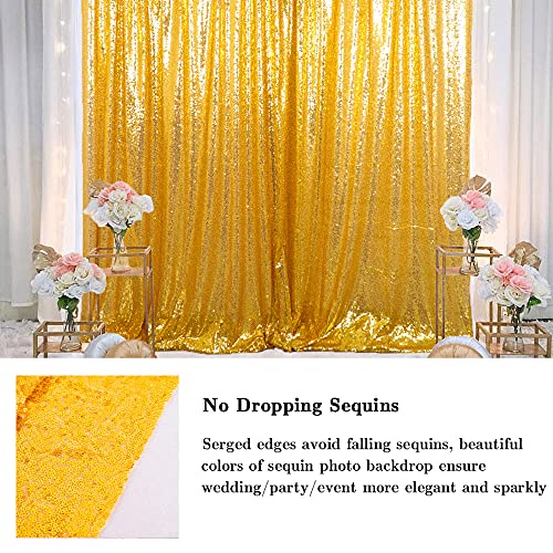 AMZLOKAE Sequin Backdrop Curtain Gold 4FTx7FT Shimmer Curtain Panels Photography Backdrop Sequin Fabric Backdrop Baby Shower Curtains Glitter Backdrop for Wedding/Party