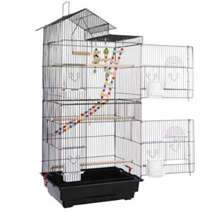 super deal 39'' roof top parrot bird cage with toys for cockatiel sun conure parakeet finch budgie lovebird canary large flight pet house