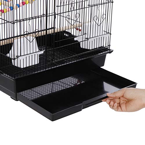 SUPER DEAL 39'' Roof Top Parrot Bird Cage with Toys for Cockatiel Sun Conure Parakeet Finch Budgie Lovebird Canary Large Flight Pet House