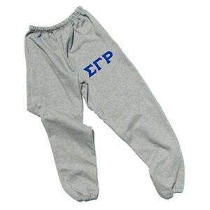 greekgear women's sigma gamma rho lettered thigh sweatpants small sports grey