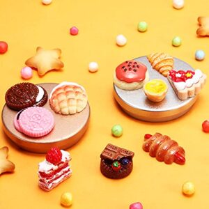 100 Pieces Miniature Food Drinks Toys Mixed Pretend Foods for Dollhouse Kitchen Play Resin Mini Food for Adults Teenagers Doll House (Hamburger, Pizza, Cake, Bread)