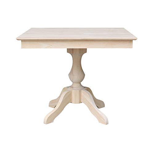 International Concepts 36" x 36" Natural Solid Wood Square Top Pedestal Table - 29.9" Height