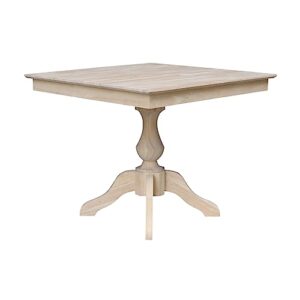 International Concepts 36" x 36" Natural Solid Wood Square Top Pedestal Table - 29.9" Height