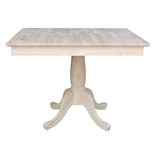 International Concepts 36" x 36" Natural Solid Wood Square Top Pedestal Table - 29.9" Height