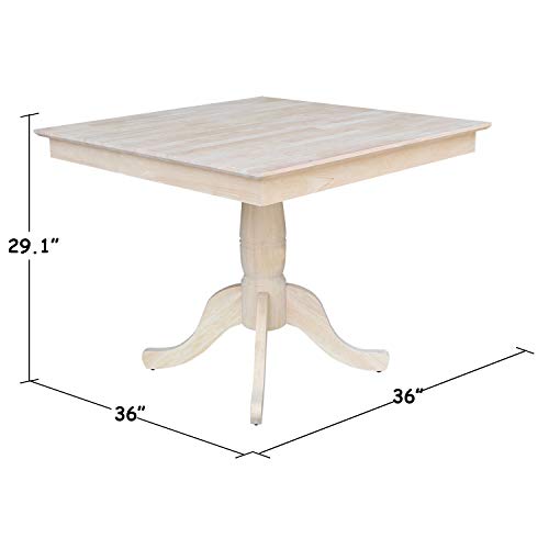 International Concepts 36" x 36" Natural Solid Wood Square Top Pedestal Table - 29.9" Height