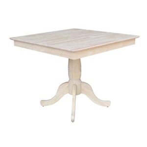 International Concepts 36" x 36" Natural Solid Wood Square Top Pedestal Table - 29.9" Height