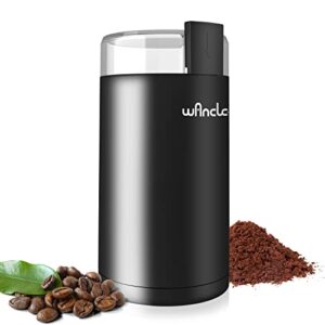 coffee grinder, wancle electric coffee grinder, quiet spice grinder, one touch coffee mill for beans, spices and more, with clean brush black