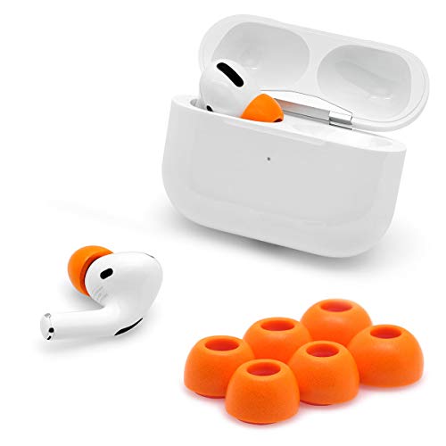 Eartune Fidelity UF-A Premium Memory Foam Tips for AirPods Pro (1st Gen & 2nd Gen) - Fits in Charging Case, Stays in Your Ears, Superb Sound Isolation, and Built-in Waxguard - Medium, [Orange]