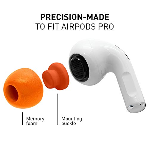 Eartune Fidelity UF-A Premium Memory Foam Tips for AirPods Pro (1st Gen & 2nd Gen) - Fits in Charging Case, Stays in Your Ears, Superb Sound Isolation, and Built-in Waxguard - Medium, [Orange]