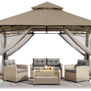 Sturdy Patio Gazebo 10 Ft x 12 Ft with Mosquito Netting by ABCCANOPY