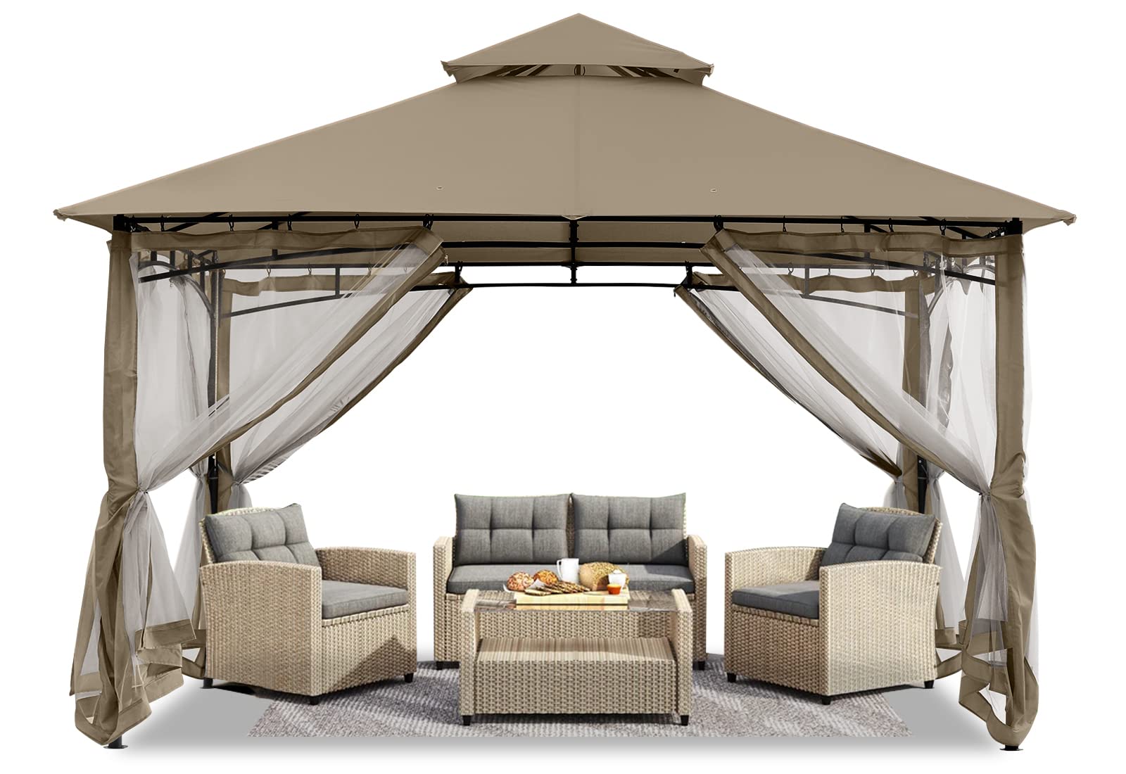 Sturdy Patio Gazebo 10 Ft x 12 Ft with Mosquito Netting by ABCCANOPY