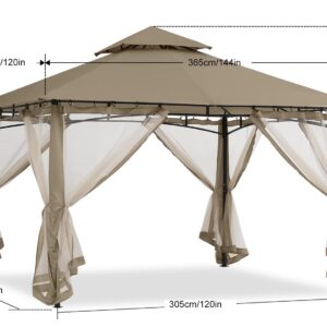 Sturdy Patio Gazebo 10 Ft x 12 Ft with Mosquito Netting by ABCCANOPY