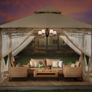 Sturdy Patio Gazebo 10 Ft x 12 Ft with Mosquito Netting by ABCCANOPY