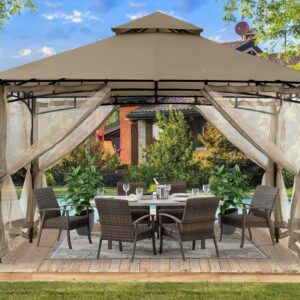 Sturdy Patio Gazebo 10 Ft x 12 Ft with Mosquito Netting by ABCCANOPY