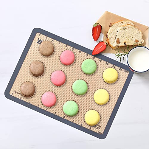 Silicone Baking Mat Set of 4, GUANCI Grade Food Baking mats Non-Stick Reusable Pizza Bakeware Mat for Making Macaroon, Pizza, Cookie, Pastry, Bread, Bun