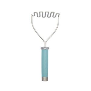 KitchenAid Gourmet Stainless Steel Wire Masher, One Size, Matte Aqua Sky & Gourmet Pizza Wheel, One Size, Matte Aqua Sky