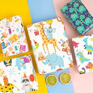 MAYPLUSS Wrapping Paper Sheet - Folded Flat - 8 Different Birthday Design (29.9 sq.ft.ttl.) - 19.6 inch X 27.5 inch Per Sheet