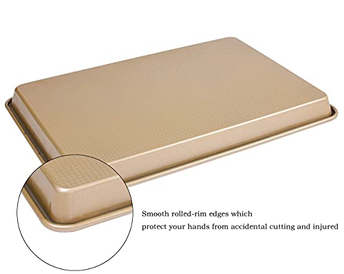 Kitcom Nonstick Large Baking Cookie Sheet, Heavy Duty Carbon Steel Baking Pan for Oven, 17.7 Inch x 12.8 Inch, Champagne Gold