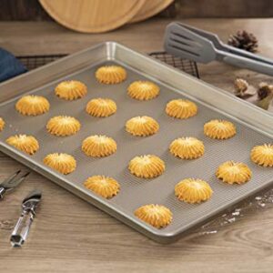 Kitcom Nonstick Large Baking Cookie Sheet, Heavy Duty Carbon Steel Baking Pan for Oven, 17.7 Inch x 12.8 Inch, Champagne Gold