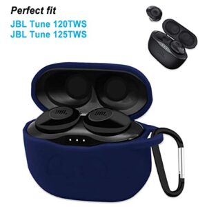 Nimon Silicone Case for JBL Tune 125TWS/120TWS, Soft and Flexible, Scratch/Shock Resistant Silicone Cover for JBL Tune 125TWS/120TWS Headphones (Navy Blue)