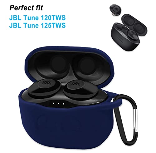 Nimon Silicone Case for JBL Tune 125TWS/120TWS, Soft and Flexible, Scratch/Shock Resistant Silicone Cover for JBL Tune 125TWS/120TWS Headphones (Navy Blue)