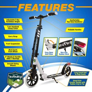 SereneLife Foldable Kick Scooter - Stand Kick Scooter for Teens and Adults with Rubber Grip at Tip, Alloy Deck, Adjustable T-Bar Handlebar Height, Smooth Gliding Wheels, Easy Maneuvering